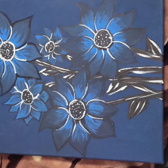 Art | Blue Flowers Acrylic Painting | Poshmark
